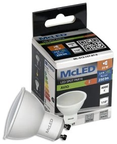 LED žárovka GU10 McLED 2,8W (25W) neutrální bílá (4000K), reflektor 110° ML-312.157.87.0