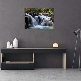 Skleněný obraz vodopádů v džungli (70x50 cm)