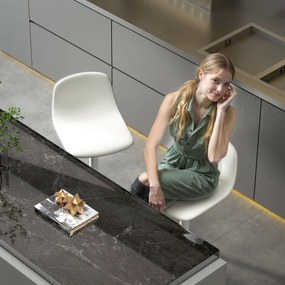 HOMCOM Sada 2 Barových Židlí Vysoké Kuchyňské Židle Nastavitelná Výška 84-104 cm s Opěrkou a Podnožkou Čalouněné v PU 360° Otočné pro Kuchyňský Pult …