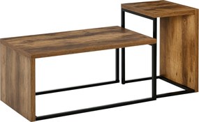 HOMCOM Set 2 Kávových Stolků s Kovovými Nohy v Průmyslovém Stylu pro Obývací Pokoj a Jídelnu 90x48x42 cm a 59x42x36 cm | Aosom