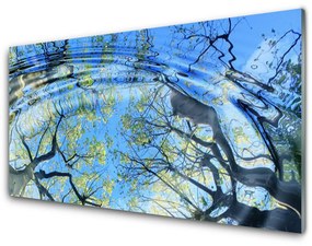 Obraz na skle Voda Stromy Umění 125x50 cm