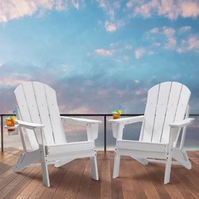 Plastová sada židlí Adirondack 2 skládací ohniště do každého počasí bílé