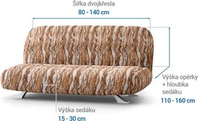 Bielastické potahy OCEANO NOVÉ cihlové dvojkřeslo s dřevěnými rukojeťmi (š. 80 - 140 cm)