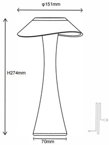 Globo 21025S-LED Stm. nab. stol. lampa AMBRA LED/2,5W/3,7V 2700K/4500K/6500K če