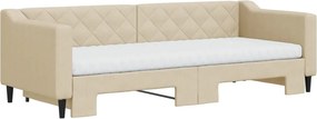 Válenda s přistýlkou a matracemi krémová 80 x 200 cm textil 3197443