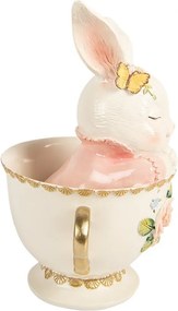 Dekorace králík v šálku s růžemi - 16*13*22 cm