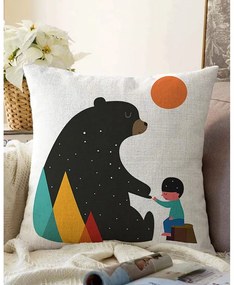 Povlak na polštář s příměsí bavlny Minimalist Cushion Covers Bear, 55 x 55 cm