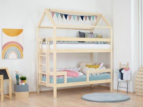 Benlemi Domečková patrová postel MONTY pro dvě děti Zvolte barvu: Bílá, Zvolte šuplík: Bez šuplíku, Zvolte výšku: 242 cm