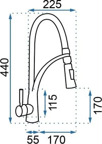 Rea Gaspar, vysoká dřezová baterie, černá-zlatá lesklá, REA-B1019