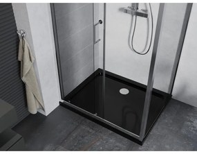 Mexen Apia rozsouvací sprchový kout 110 x 100 cm, Průhledné, Chromovaná + sprchová vanička Flat, Černá - 840-110-100-01-00-4070