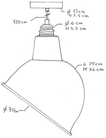 creative cables Závěsná lampa s textilním kabelem, stínidlem broadway a kovovými detaily Barva: Černá