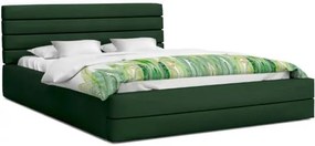 Luxusní manželská postel TOPAZ tmavě zelená 180x200 semiš s kovovým roštem