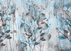 Malvis ® Tapeta Modrošedá rostlinná abstrakce Vel. (šířka x výška): 216 x 140 cm