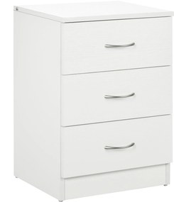 HOMCOM Moderní noční stolek se 3 zásuvkami pro obývací pokoj a ložnici, nosnost 50 kg, 40x35x58 cm, bílý | Aosom
