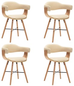 Jídelní židle 4 ks krémové umělá kůže a ohýbané dřevo,  279497