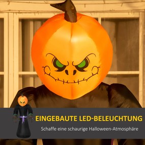 Aosom 210 cm Nafukovací dýňový duch, Halloween hrůzostrašná dekorace s LED osvětlením, Halloween dekorace, vodotěsná vzdušná figura, polyester, pro i…