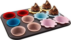 Kovová forma na muffiny se silikonovými košíčky 12 ks