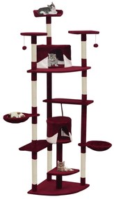 Škrabadlo pro kočky - sisalové sloupky - červené a bílé | 203 cm