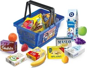 RAPPA Nákupní košík Mini obchod modrý / Hračka / Hra na obchod / 10 ks