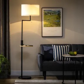 HOMCOM Stojací lampa, stojací lampa s policí, 40 W stojací lampa s USB připojením, stojací lampa, ocel, krémová, Ø40 x 168 cm, bez žárovky