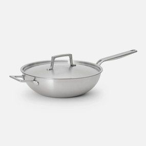 Fabini Wok pánev Lucca 4.0, Ø 30 cm - Nerezová beznýtová pánev z vícevrstvé nerezové oceli s poklicí