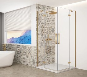Gelco Trinity Gold Matt čtvercový sprchový kout 80 x 80 x 200 cm otevírací zlatá sklo čiré GT2280-80C-G