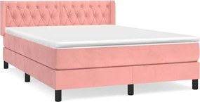 Box spring postel s matrací růžová 140x190 cm samet 3131140