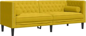 2dílná sedací souprava Chesterfield s podhlavníky žlutá samet 3209297