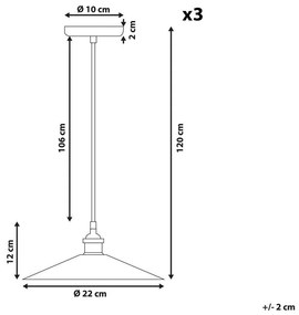 Sada 3 závěsných lamp ve tvaru kužele černá/měděná SWIFT S Beliani