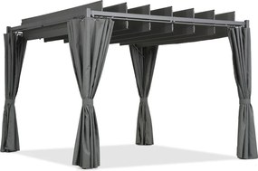 Antracitová pergola Malaga 3x3 m se závěsy Garden Point