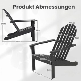 Costway Sada 2 Adirondack židle zahradní židle z akáciového dřeva se šikmým