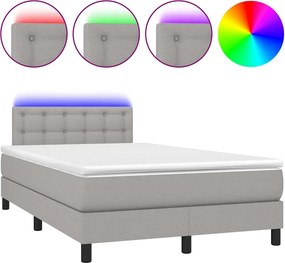 Box spring postel s matrací a LED světle šedá 120x200 cm textil 3133461