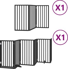 Zábrana pro psy s dvířky skládací 9 panelů černá 450 cm topol 3155544