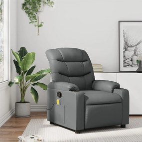 Masážní polohovací křeslo šedé, umělá kůže 3206905