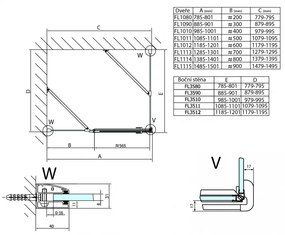 Polysan FORTIS LINE obdélníkový sprchový kout 1500x1200 mm, L varianta FL1115LFL3512