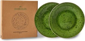 Set 2ks zelený keramický jídelní talíř The Emeralds - 27*3cm