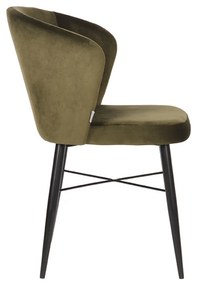 LABEL51 Sametová jídelní židle WAVE zelená Color: Army green UK-30.170
