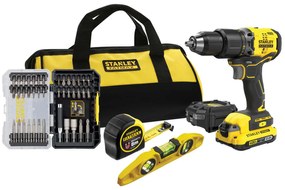 Stanley - 18V AKU vrtačka s příklepem a příslušenstvím, 1x aku 2,0 Ah Li-Ion, nabíječka SFMCK101D1S-QW