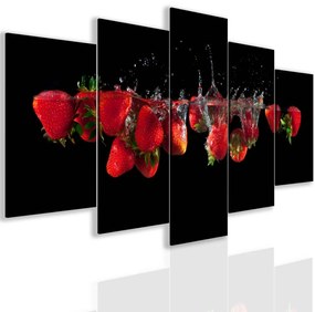 Pětidílný obraz červené jahody