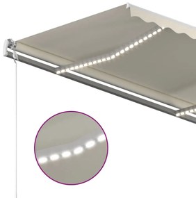 vidaXL Marketos Automatická markýza LED a senzor větru 450 x 300 cm krémová