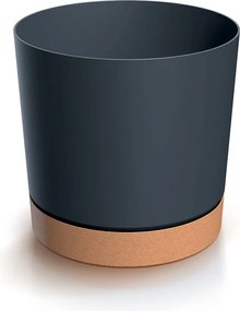 PRO Květináč TUBO PM 10,8cm antracit s miskou v barvě naturo