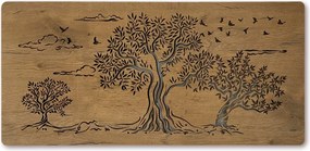 Li-Go "Tři olivy" světelný obraz s baterií 110x50cm varianta ovládání: manuál/pohybové čidlo, provedení povrchu: dub světlý