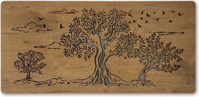 Li-Go "Tři olivy" světelný obraz s baterií 110x50cm varianta ovládání: manuál/pohybové čidlo, provedení povrchu: dub