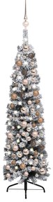 Úzký vánoční stromek s LED a sadou koulí zasněžený zelený 120cm,  3077855 HangarStore.cz