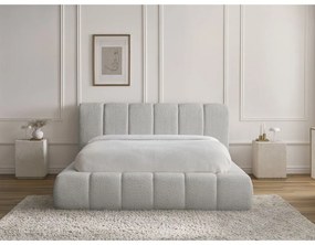 Světle šedá čalouněná dvoulůžková postel s úložným prostorem s roštem 180x200 cm Denali – Bobochic Paris