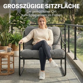 Zahradní křeslo Zahradní židle s odnímatelným sedákem Zahradní křeslo s područkou, max. nosnost 120 kg Tmavě šedá barva