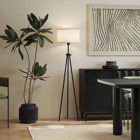 HOMCOM Stojací lampa Moderní stojací lampa E27, ocel a polyester, černobílá, 37x37x152cm, stylové osvětlení do obývacího pokoje a ložnice