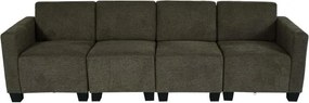 Modulární 4místná rozkládací pohovka Lyon, látka/textil ~ hnědá