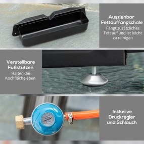Outsunny Plynový přenosný gril se 2 hořáky a nepřilnavou deskou, stříbrný 846-108V90SR