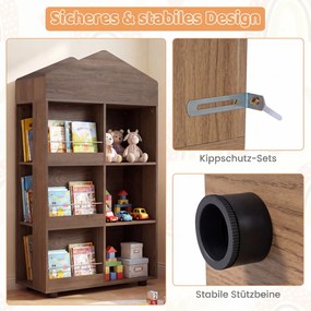 Costway Montessori dětská polička 116 cm knihovna dětská dřevěná a úložný